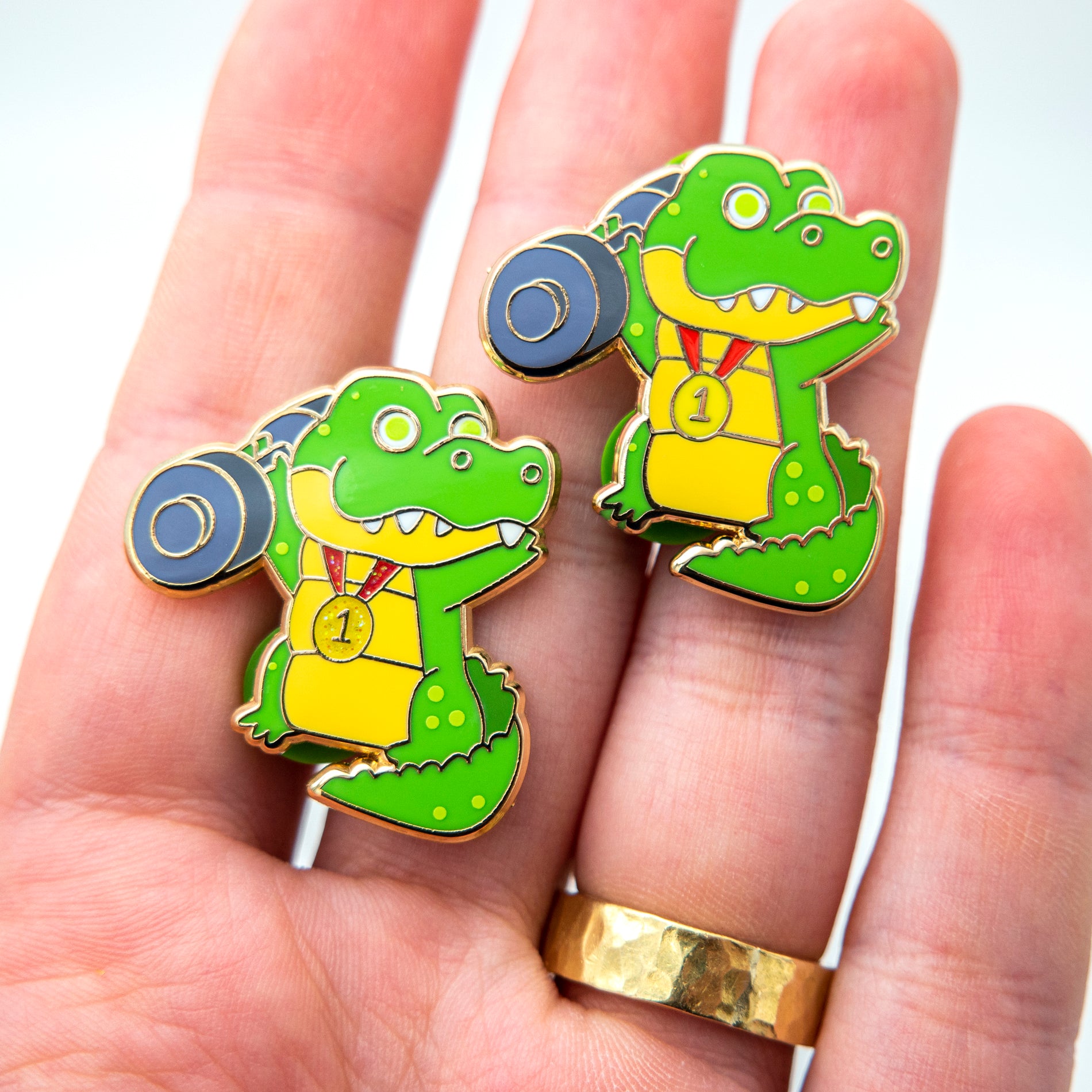 Bodybuilder Crocodile enamel pin - olympic croc lapel pin – LeonRomer