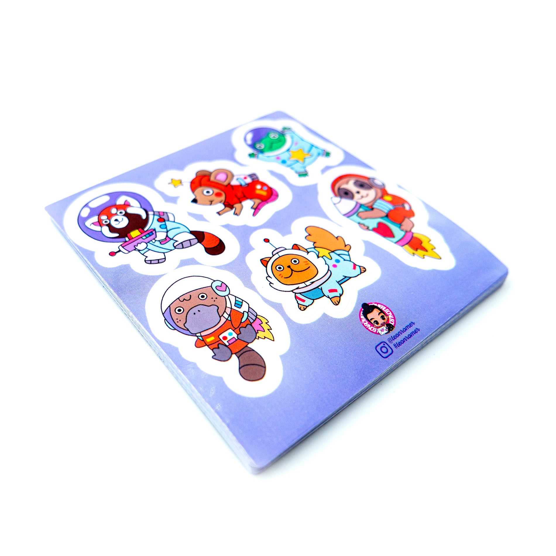 Astronaut Animals sticker sheet - small vinyl sticker sheet – LeonRomer