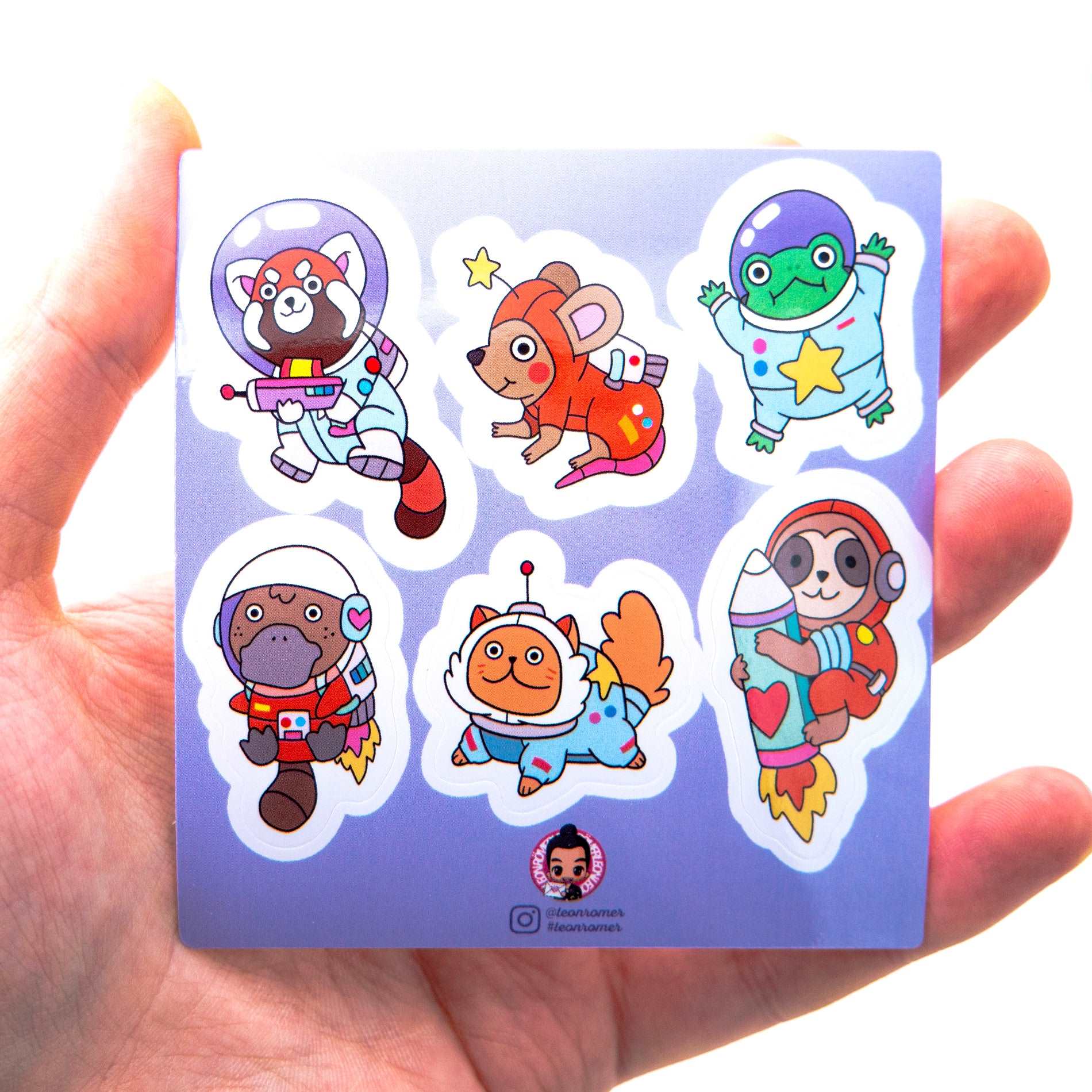 Astronaut Animals sticker sheet - small vinyl sticker sheet – LeonRomer